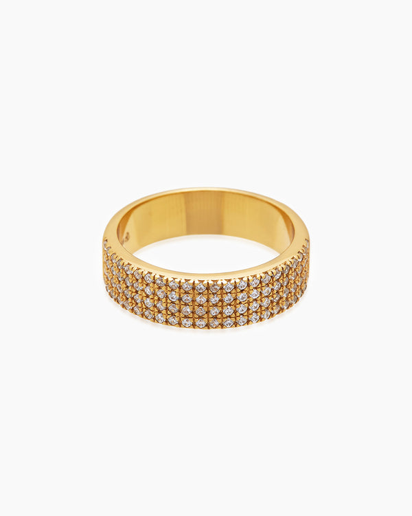 Half Pavé Band Gold Ring - Penny Pairs